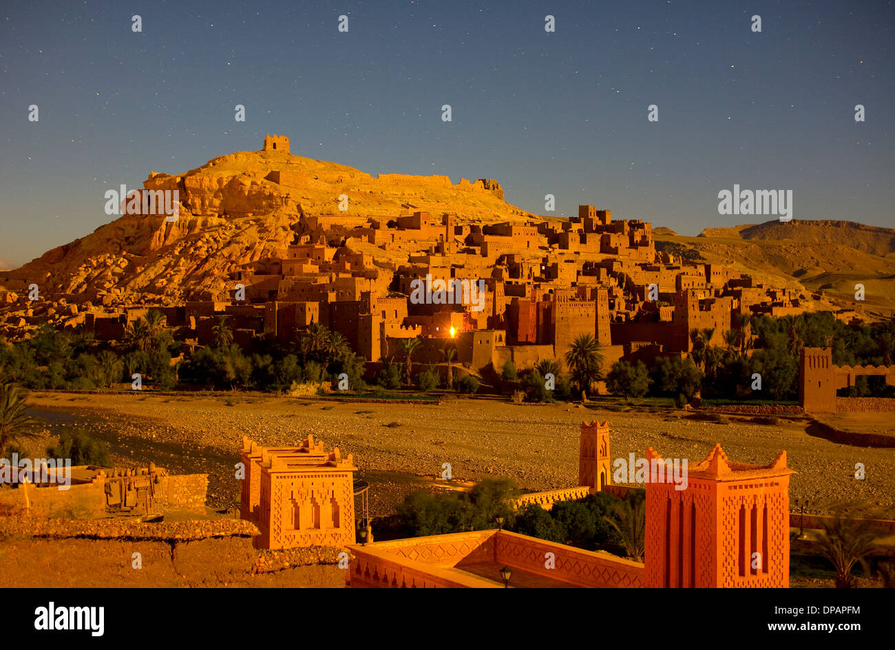 Ait Benhaddou under a full moon Stock Photo - Alamy