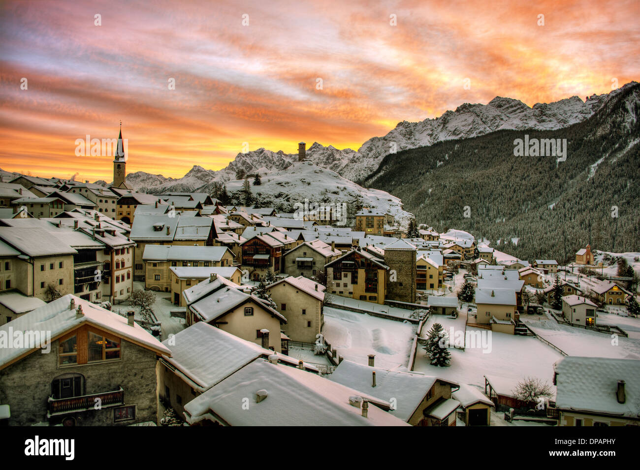 Village of ardez in winter hi-res stock photography and images - Alamy