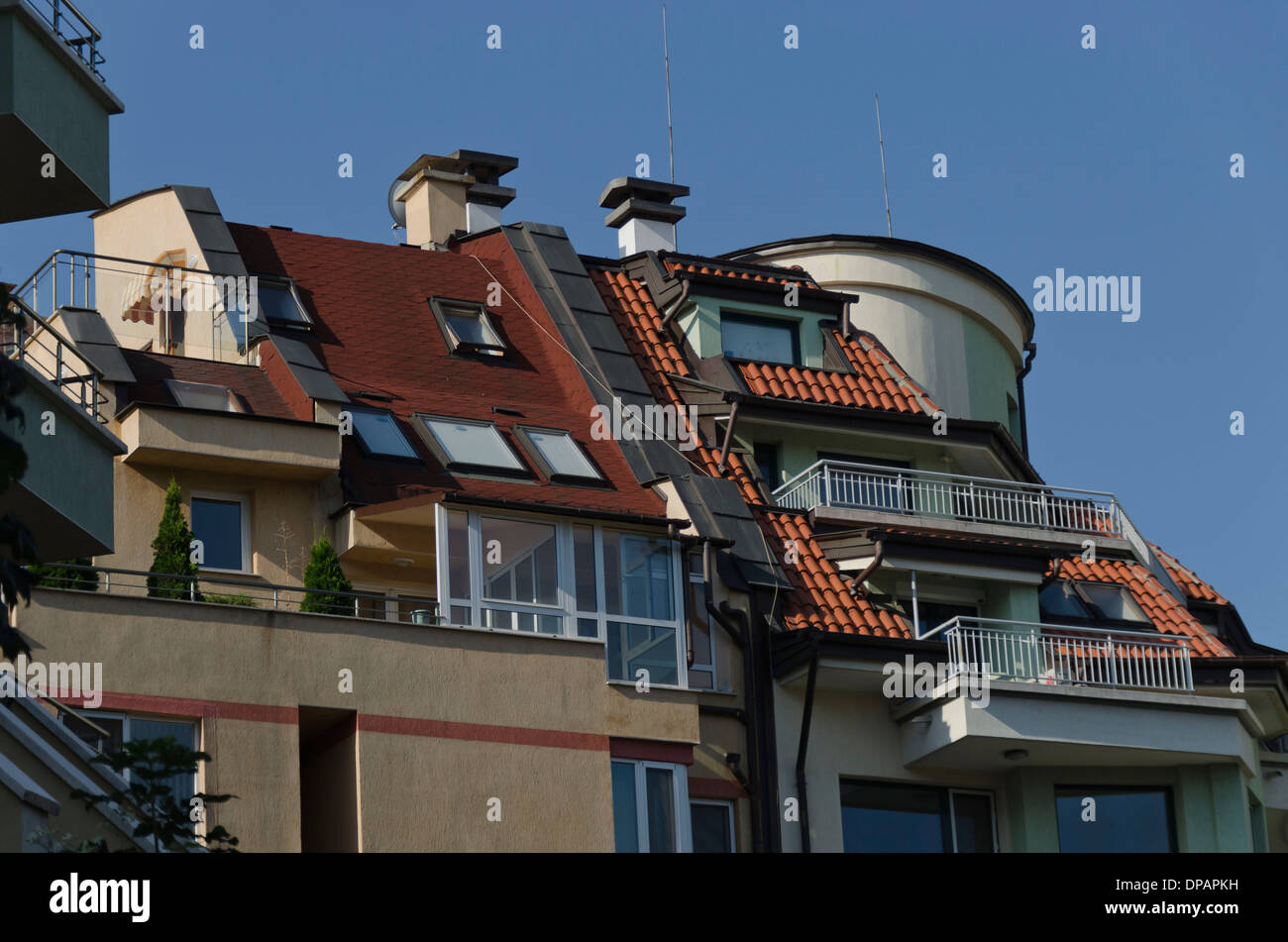 Fragment of roof construction on the new modern building Stock Photo ...