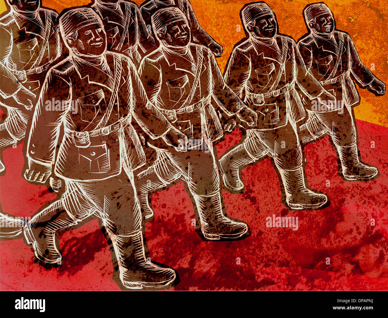 Army marching painting hi-res stock photography and images - Alamy