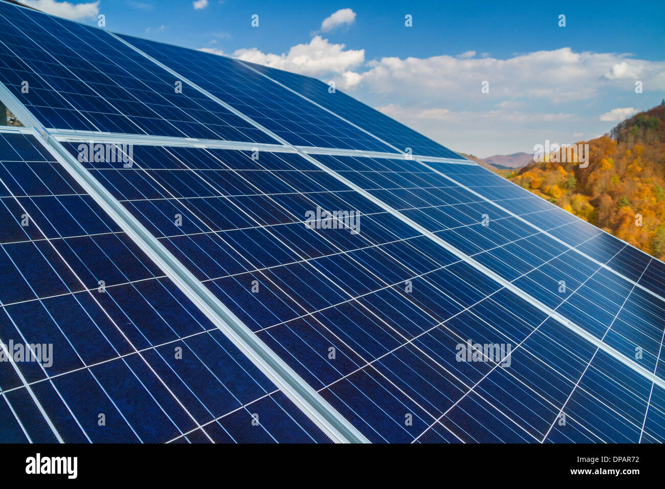 Solar panels installation with blue sky Stock Photo - Alamy