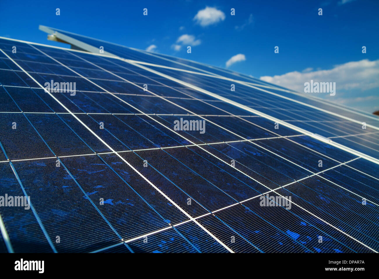Solar panels installation with blue sky Stock Photo - Alamy