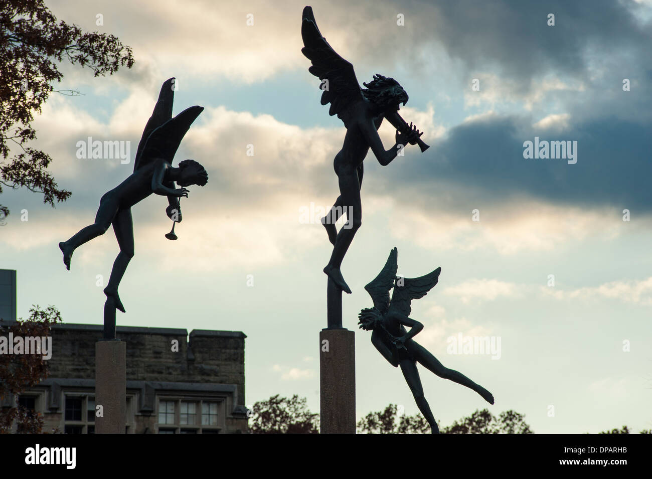Angel sculptures, Kenyon College campus, Gambier, OH Stock Photo - Alamy