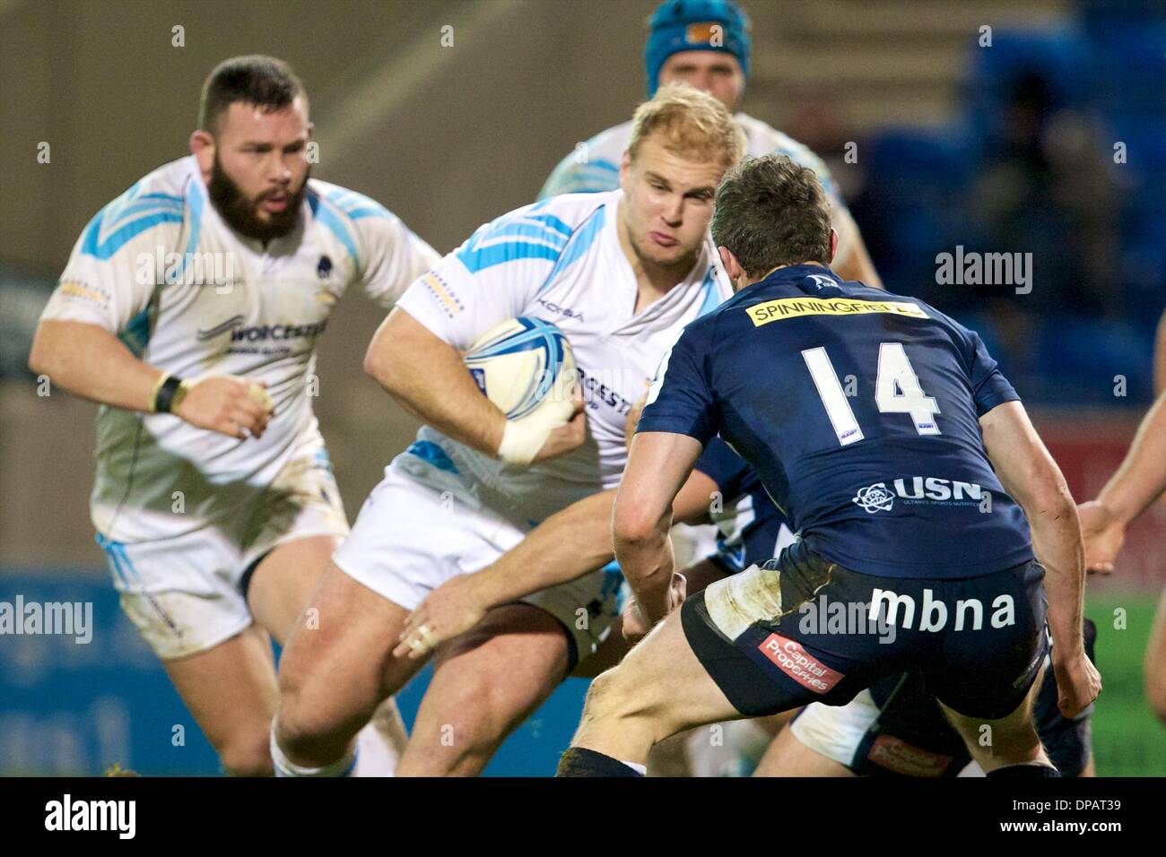 Salford, UK. 10th Jan, 2014. Sale Sharks wing Tom Brady during the ...