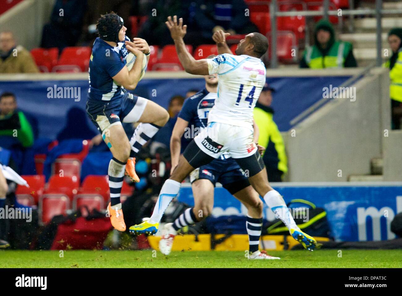 Salford, UK. 10th Jan, 2014. Sale Sharks fullback Rob Miller during the ...