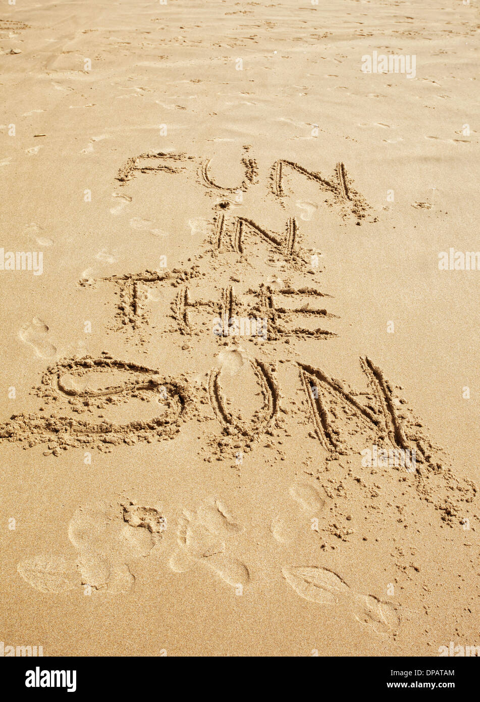 Message or greeting written in sand at the beach Stock Photo - Alamy