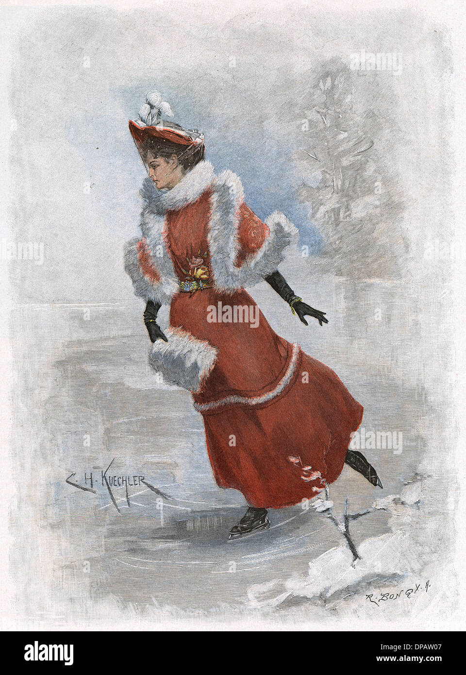 ELEGANT SKATER IN RED Stock Photo - Alamy