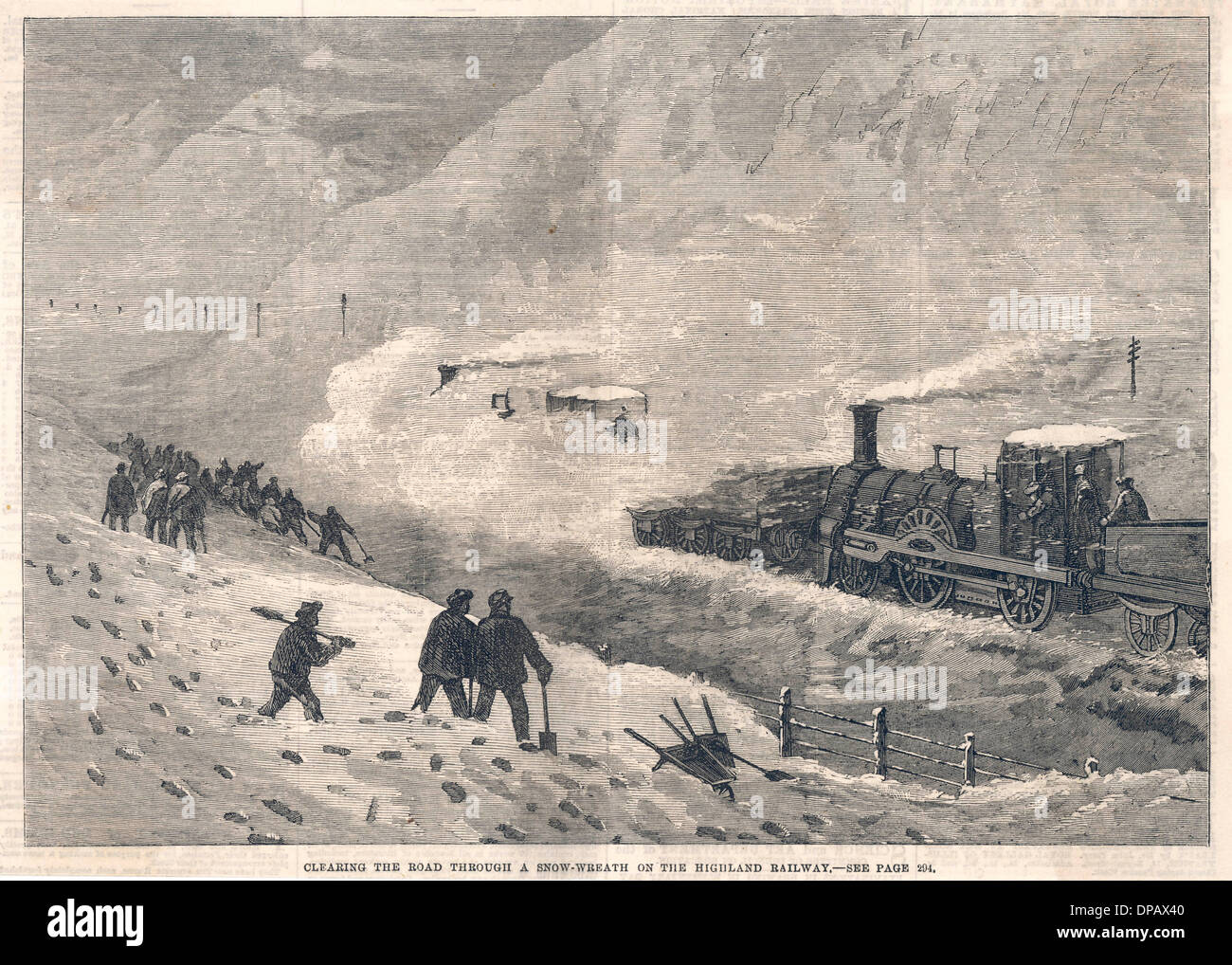 TRAIN IN SNOWDRIFT 1866 Stock Photo - Alamy