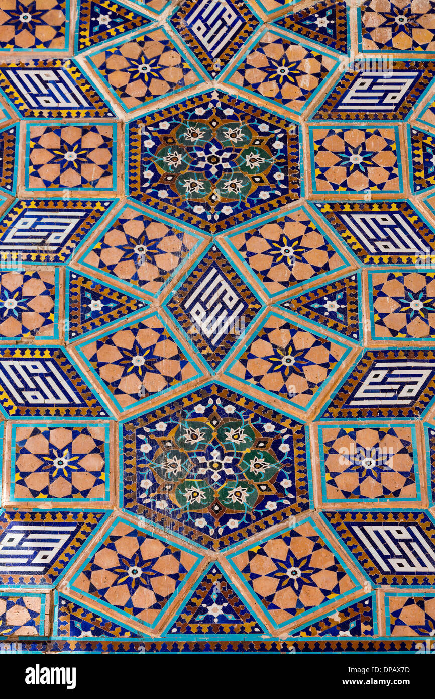 detail of tilework from the east iwan of the Shrine of Abdallah Ansari ...
