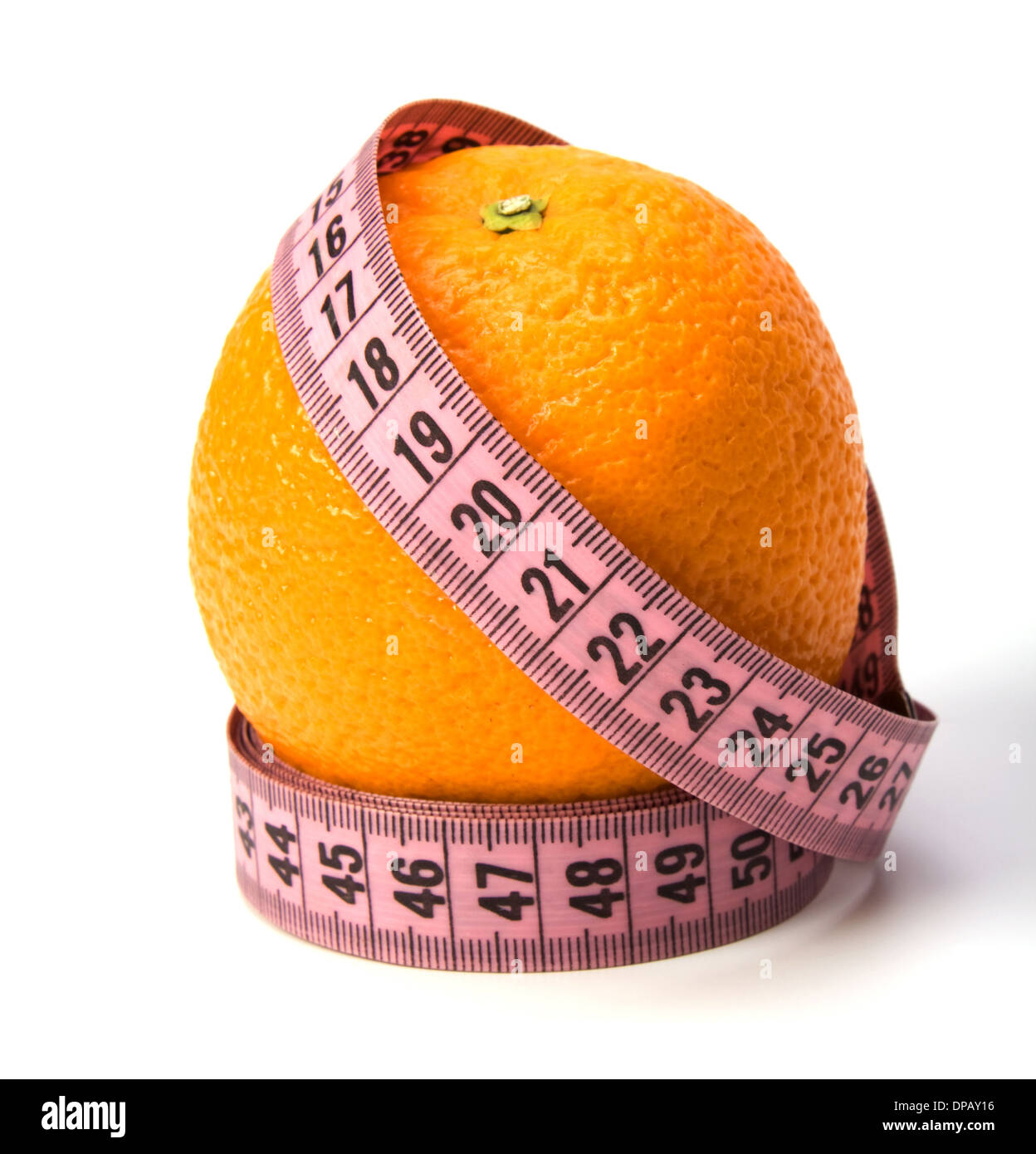 tape measure wrapped around the orange isolated on white background ...
