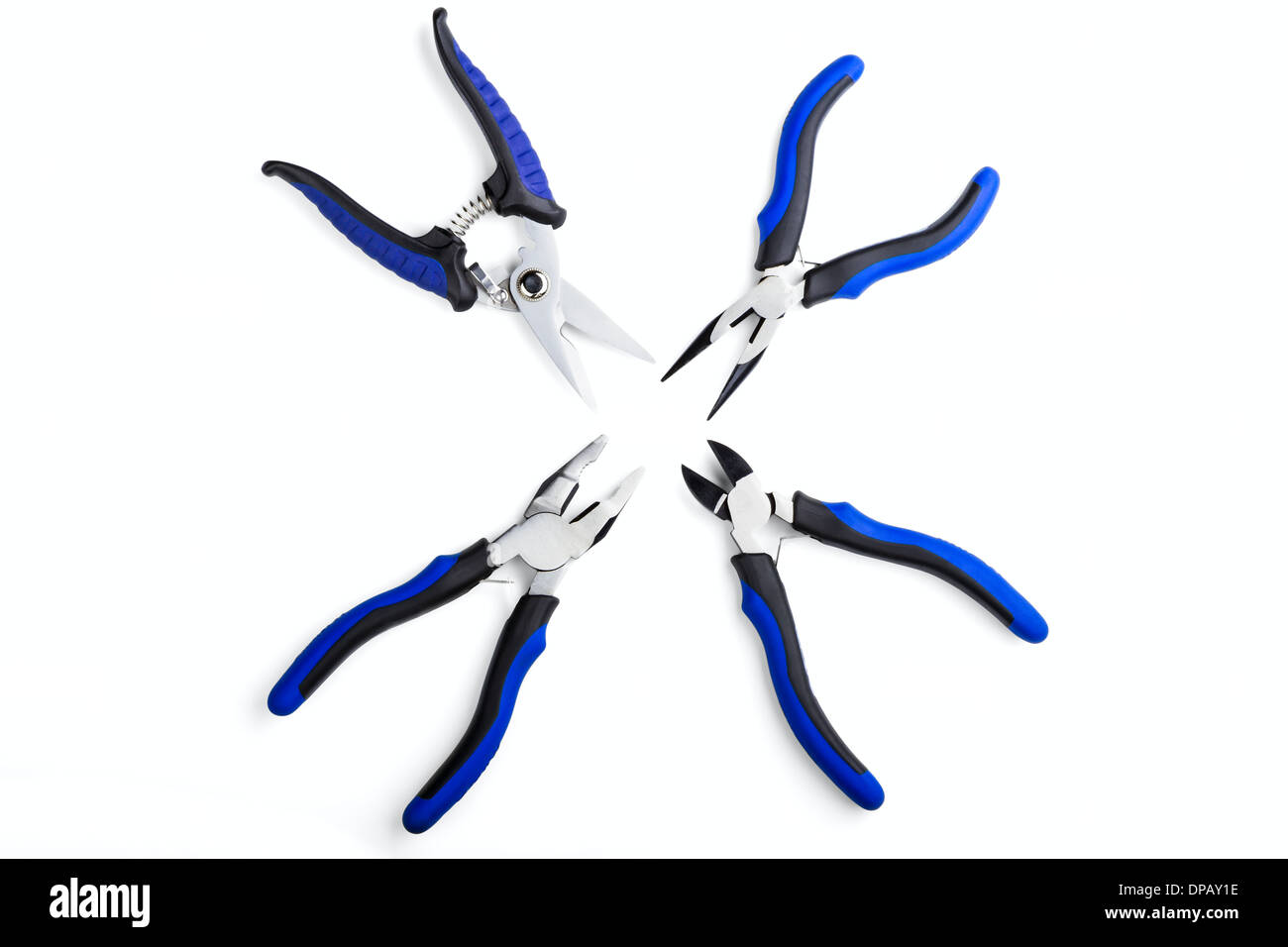 Pliers, cutter, scissors isolated on a white background Stock Photo - Alamy