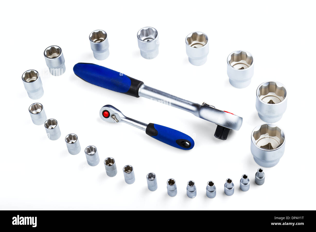 set of socket wrenches isolated on white background Stock Photo - Alamy