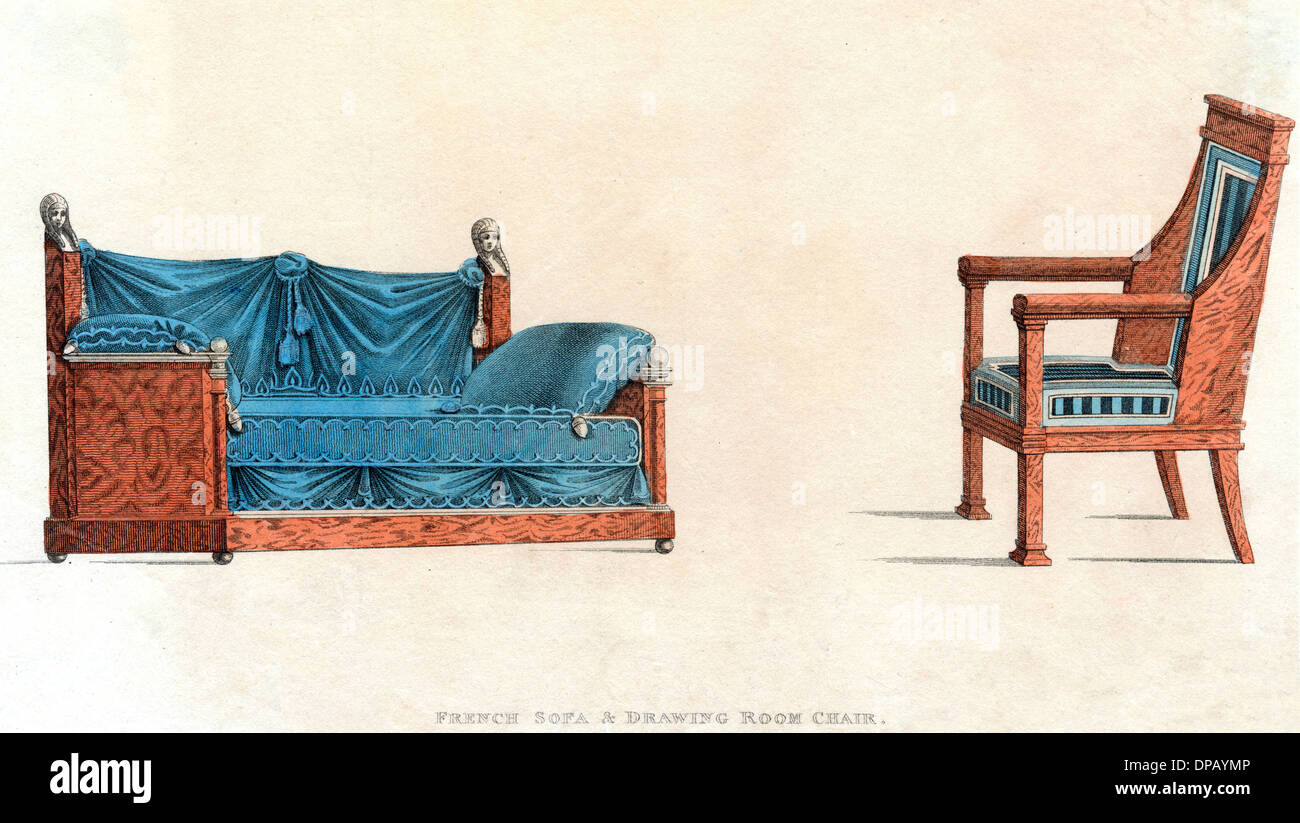 FRENCH SETTEE AND CHAIR Stock Photo - Alamy