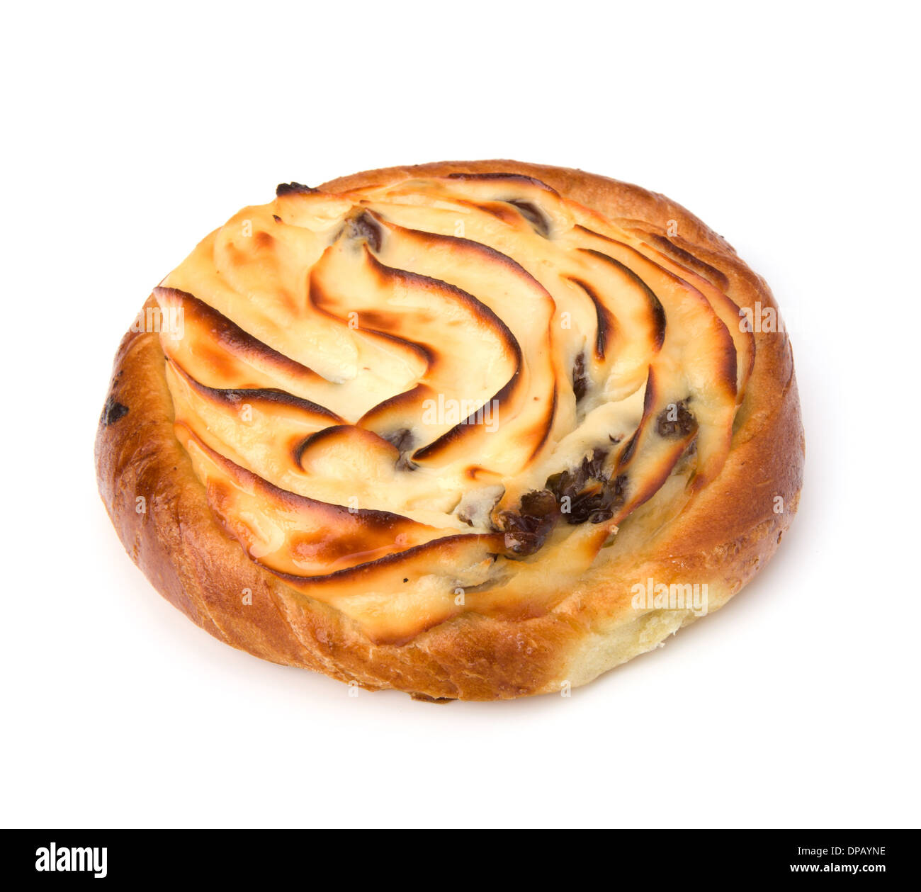 Delicious sweet cream bun isolated on white background Stock Photo - Alamy