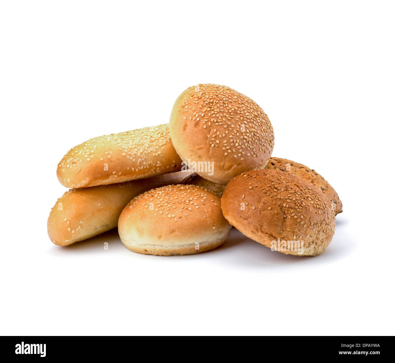 Bread loafs and buns variety isolated on white background Stock Photo ...