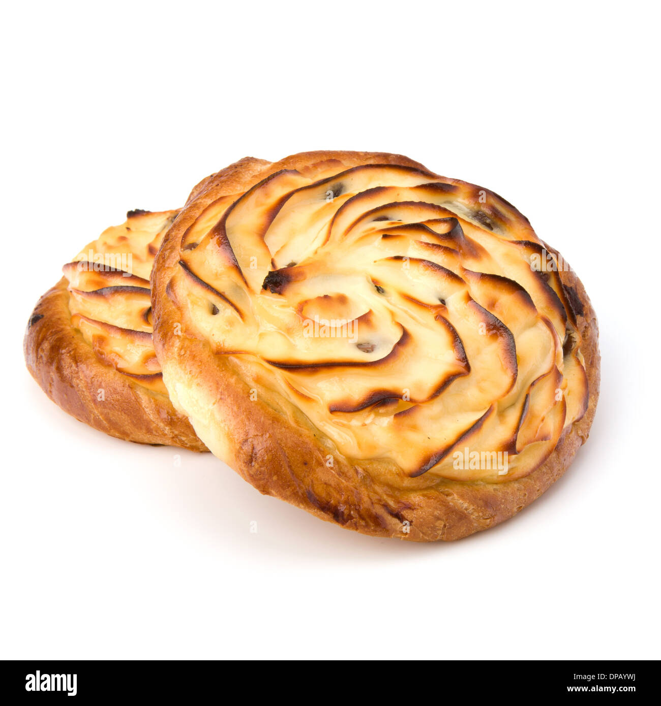 Delicious sweet cream buns isolated on white background Stock Photo - Alamy