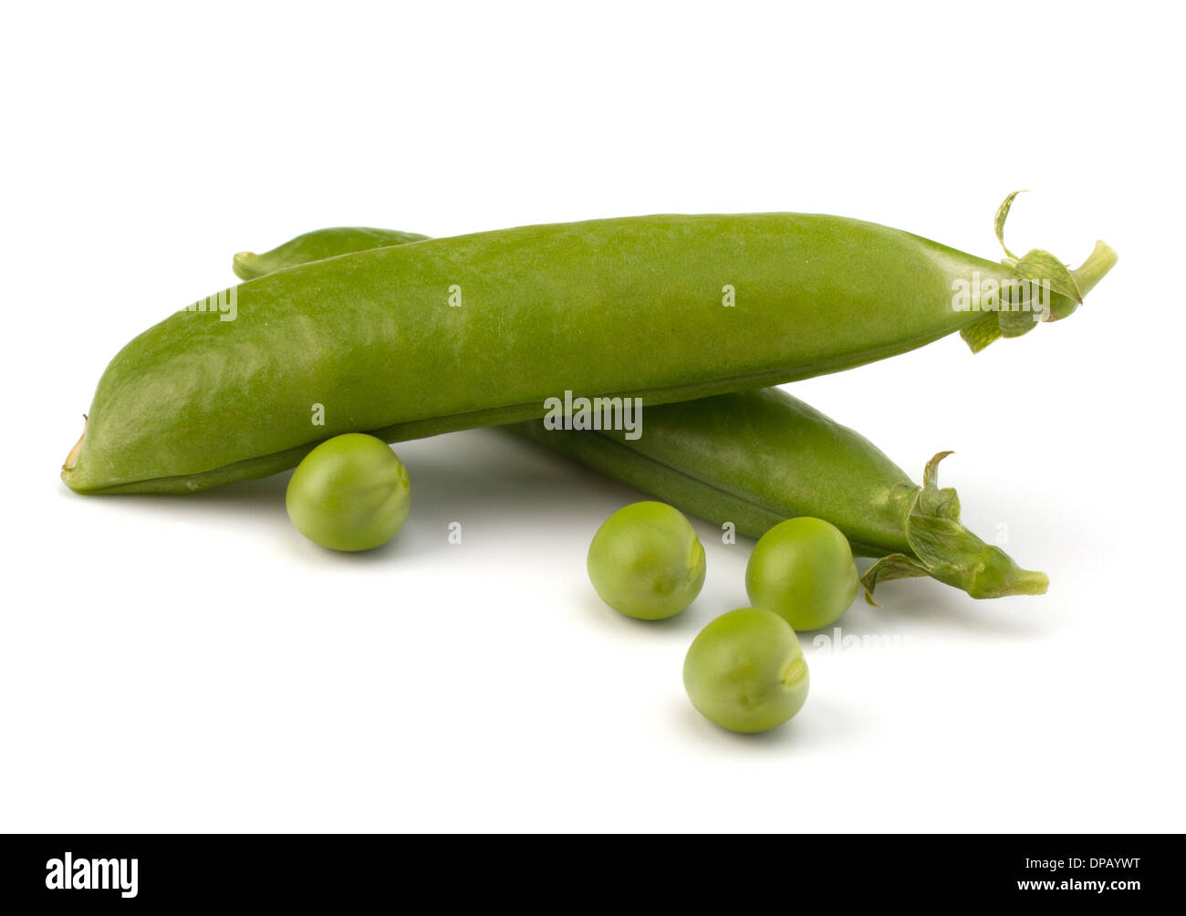 Fresh green pea pod isolated on white background Stock Photo - Alamy