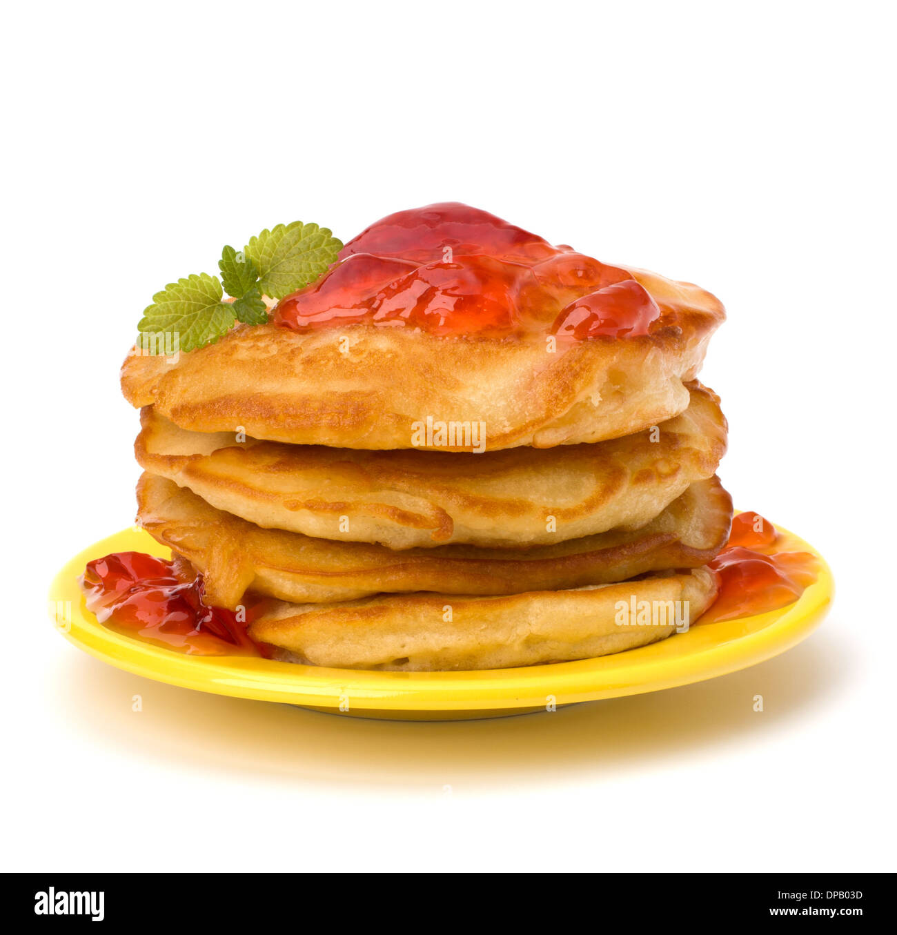 Pancakes stack on white background Stock Photo - Alamy
