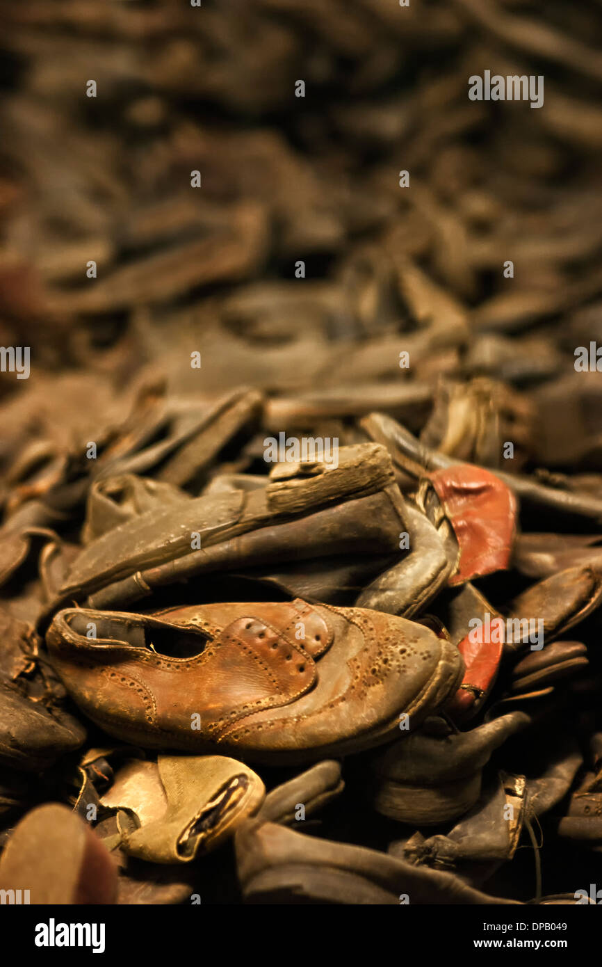 Discarded shoes, Auschwitz concentration camp, Oswiecim, Poland, Europe ...