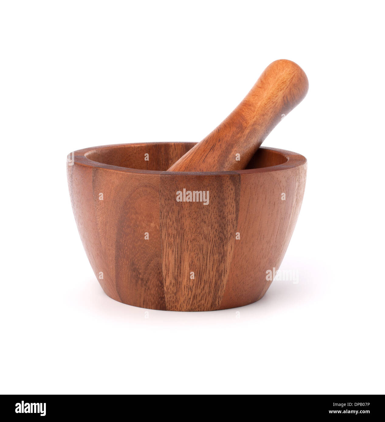 Handmade wooden mortar isolated on white background Stock Photo - Alamy