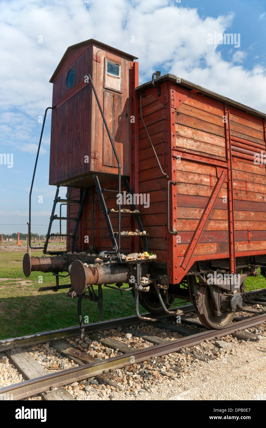 Boxcar at unloading platform where victims arrived, Auschwitz II ...