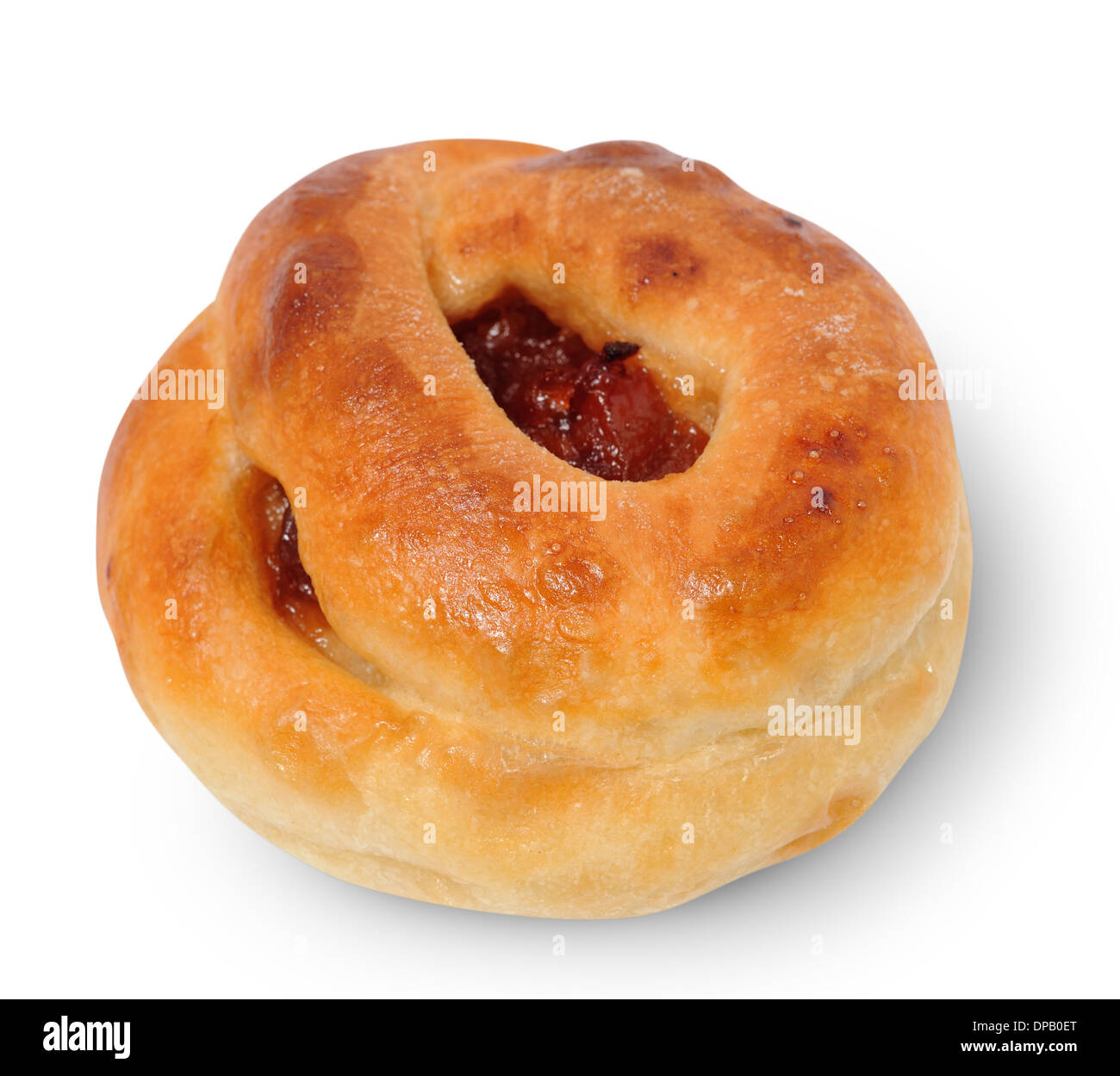 Homemade bun filled with fruit on a white background Stock Photo - Alamy