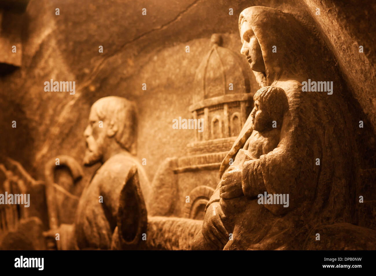 Mary Joseph and baby Jesus sculpture carved out of salt St. Kinga ...