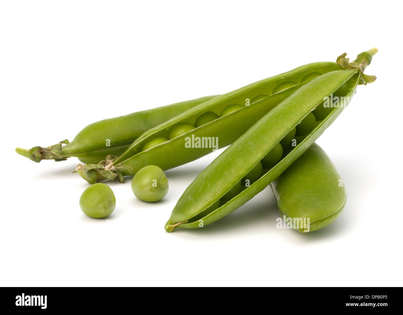 Fresh green pea pod isolated on white background Stock Photo - Alamy