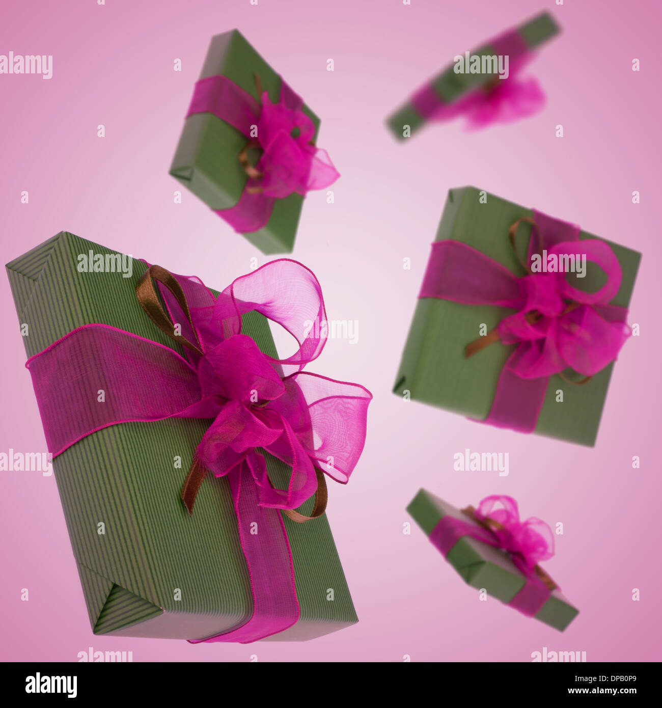 Flying gifts background Stock Photo - Alamy
