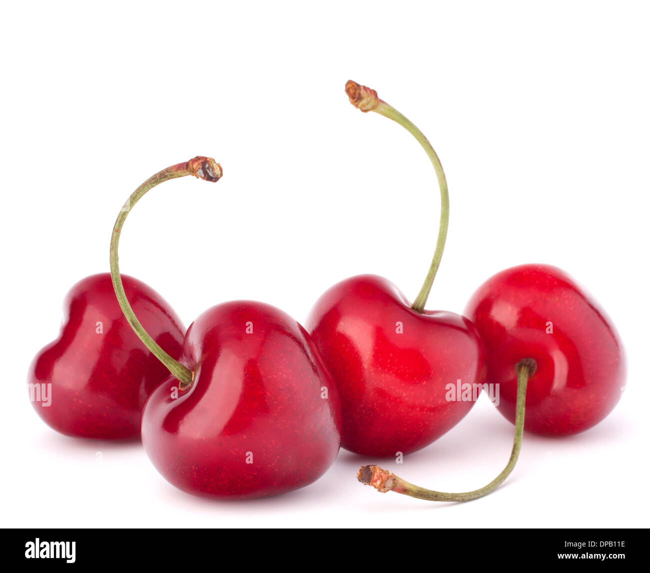 Heart shaped cherry berries isolated on white background cutout Stock ...