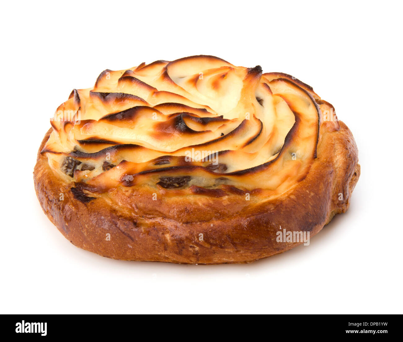 Delicious sweet cream bun isolated on white background Stock Photo - Alamy