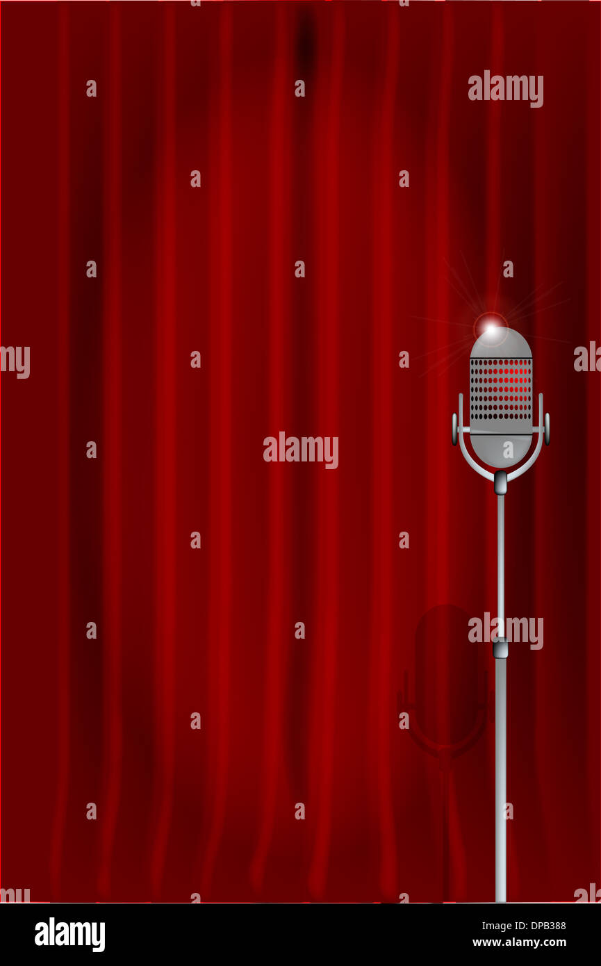 Stage curtain and Microphone Stock Photo - Alamy