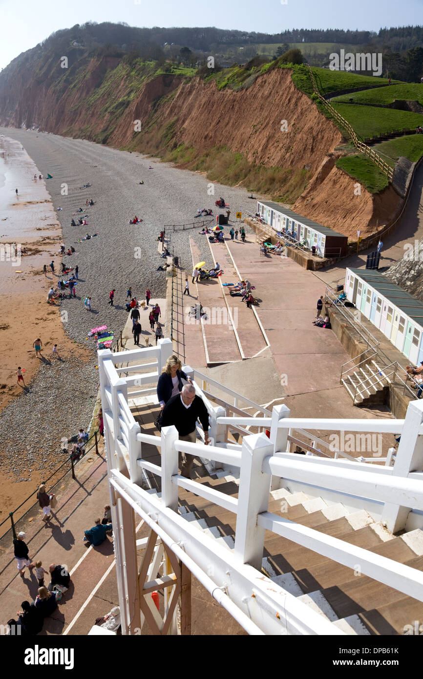 Jacob's Ladder and beach at Sidmouth, Devon Stock Photo - Alamy
