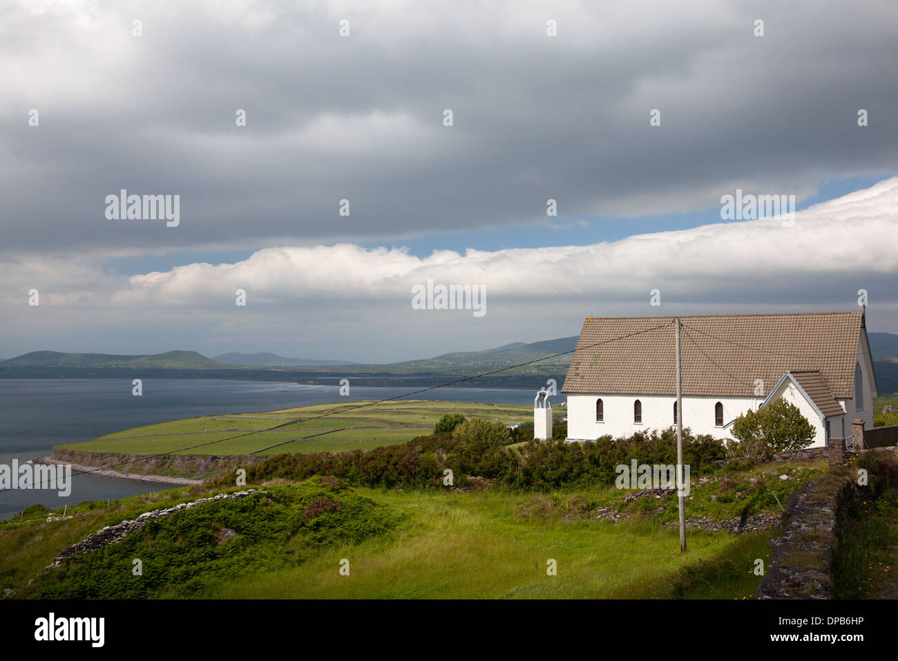 Mary Immaculate Church overlooking Ballinskelligs Bay, Lohar, Co. Kerry ...