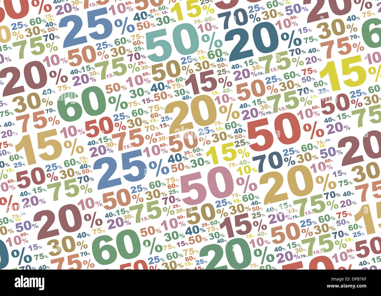 Sale Background - Various Colour Percentage Signs on White Background ...