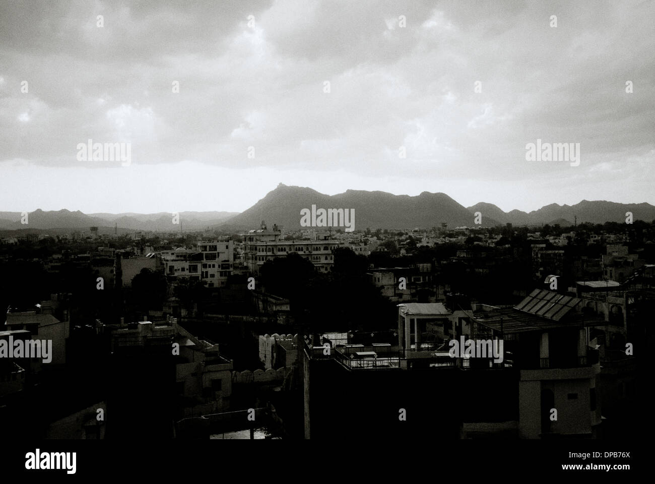 Monsoon stormy weather over Udaipur City in Rajasthan in India in South ...