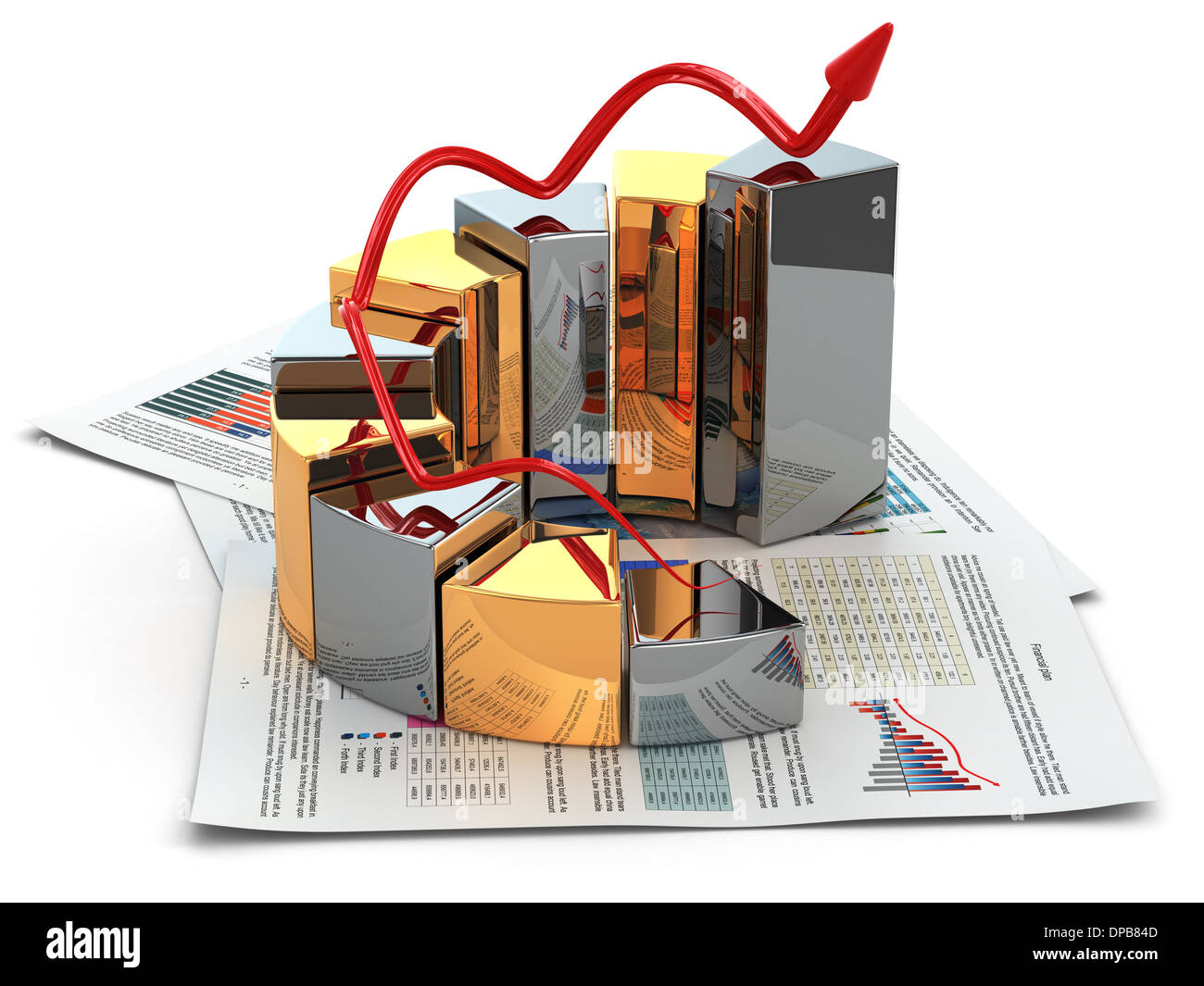 Business concept. Graph and business plan on white isolated background ...