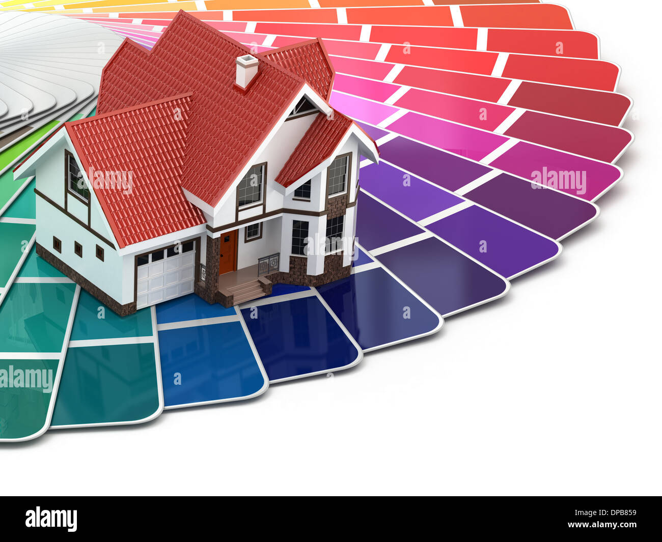 Construction concept. House and color palette. 3d Stock Photo - Alamy