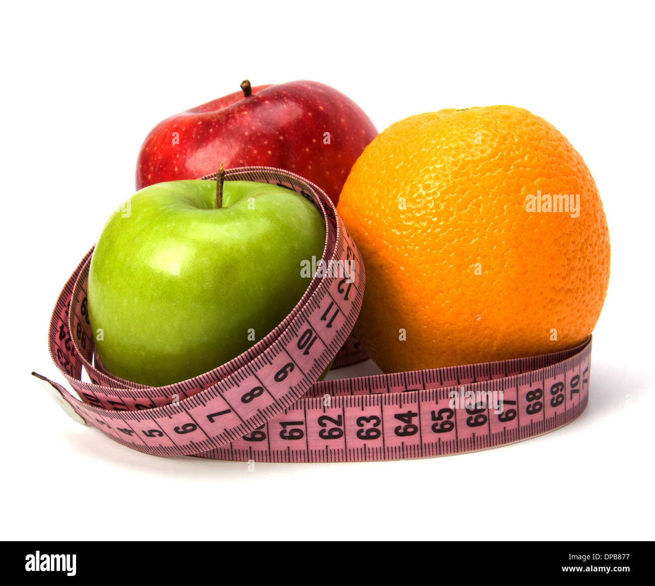 tape measure wrapped around fruits isolated on white background Stock ...