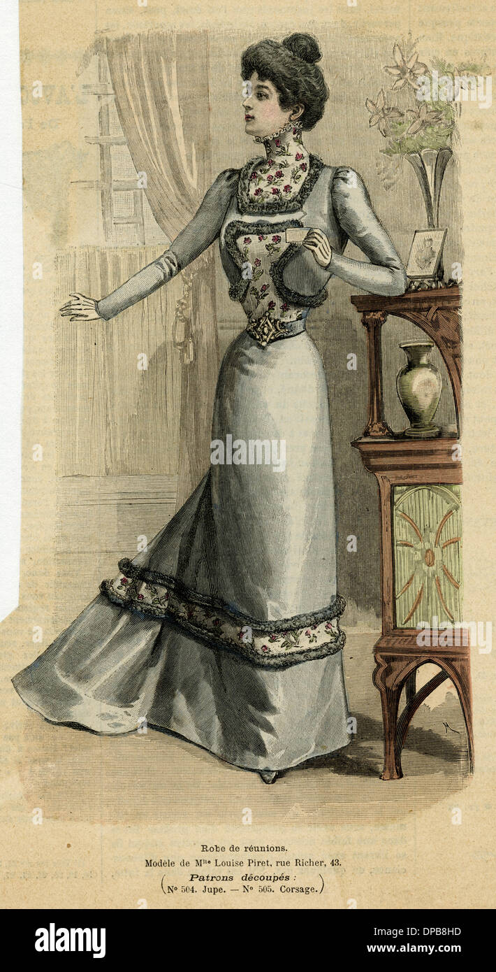 Floral - Fur Dress 1899 Stock Photo - Alamy