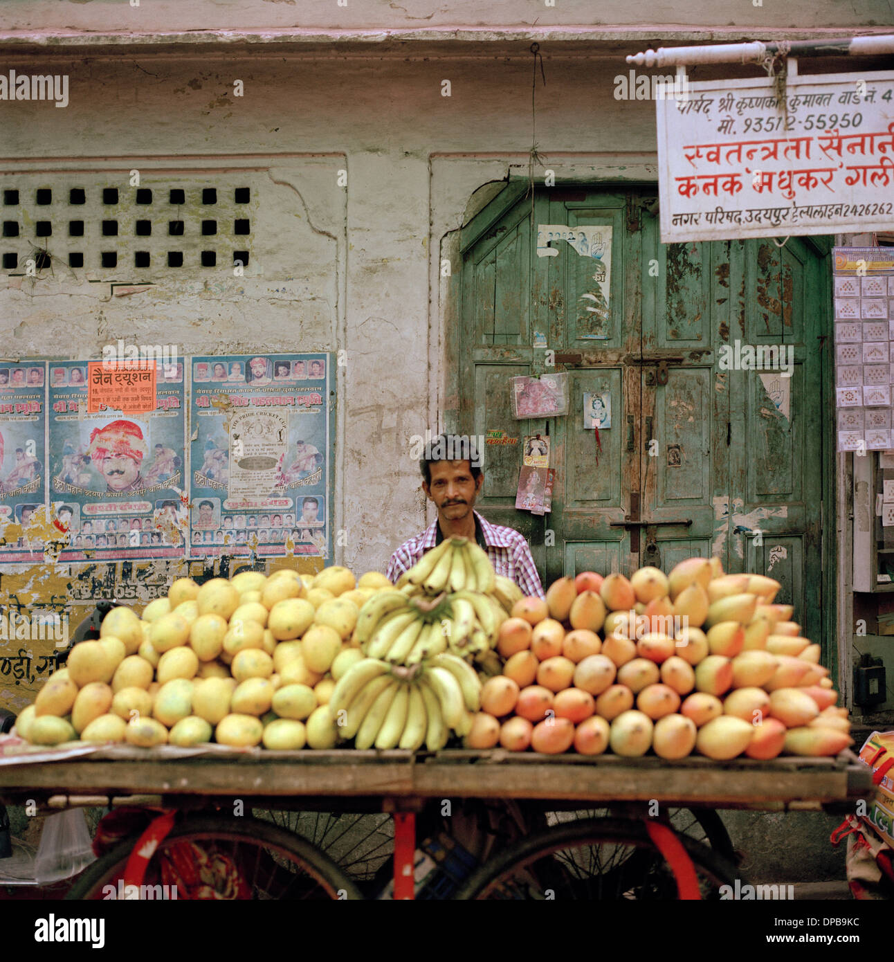 A fruit seller stall at the market in Udaipur in Rajasthan in India in ...