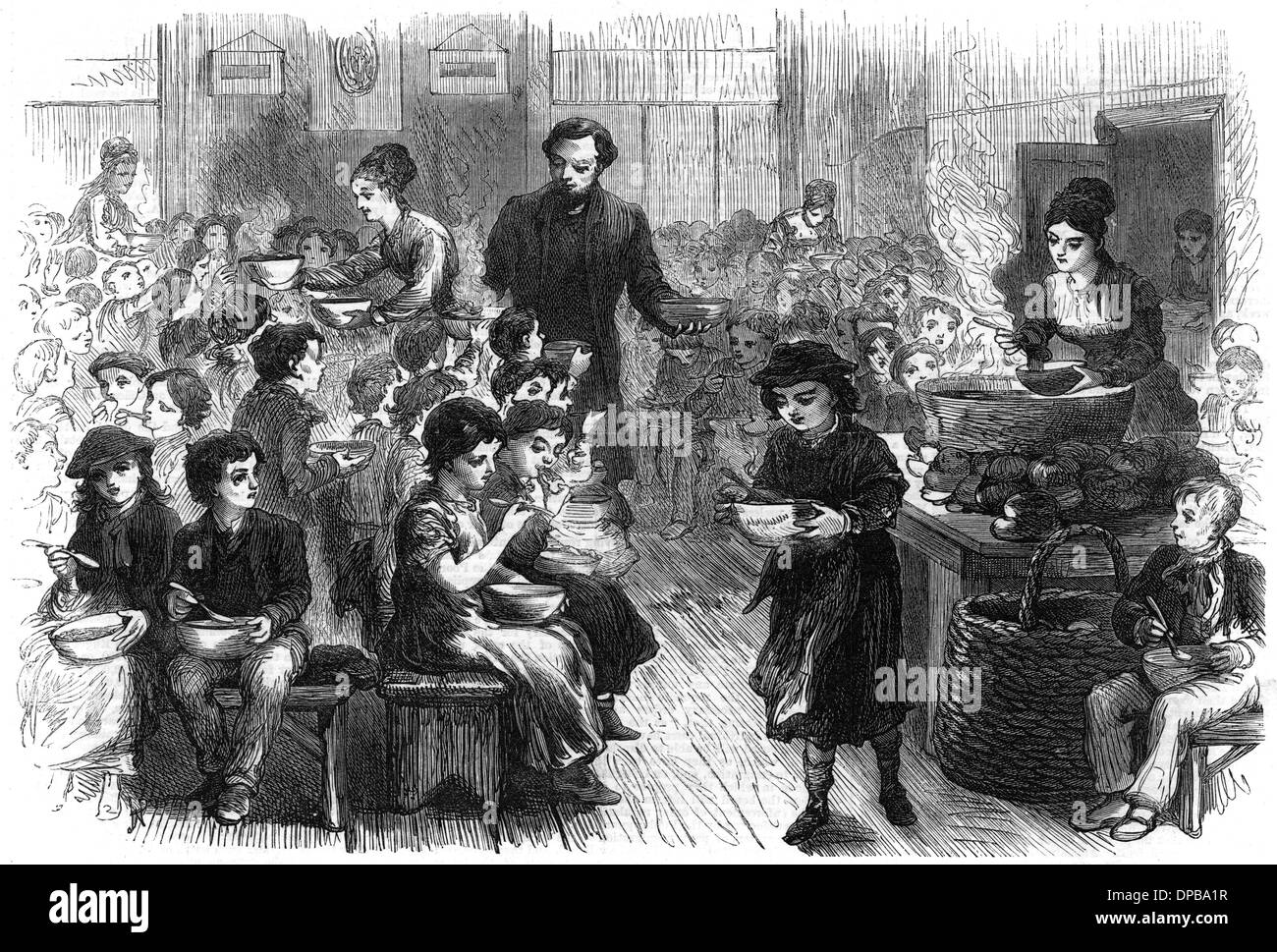 Halfpenny dinners 1870 Stock Photo - Alamy