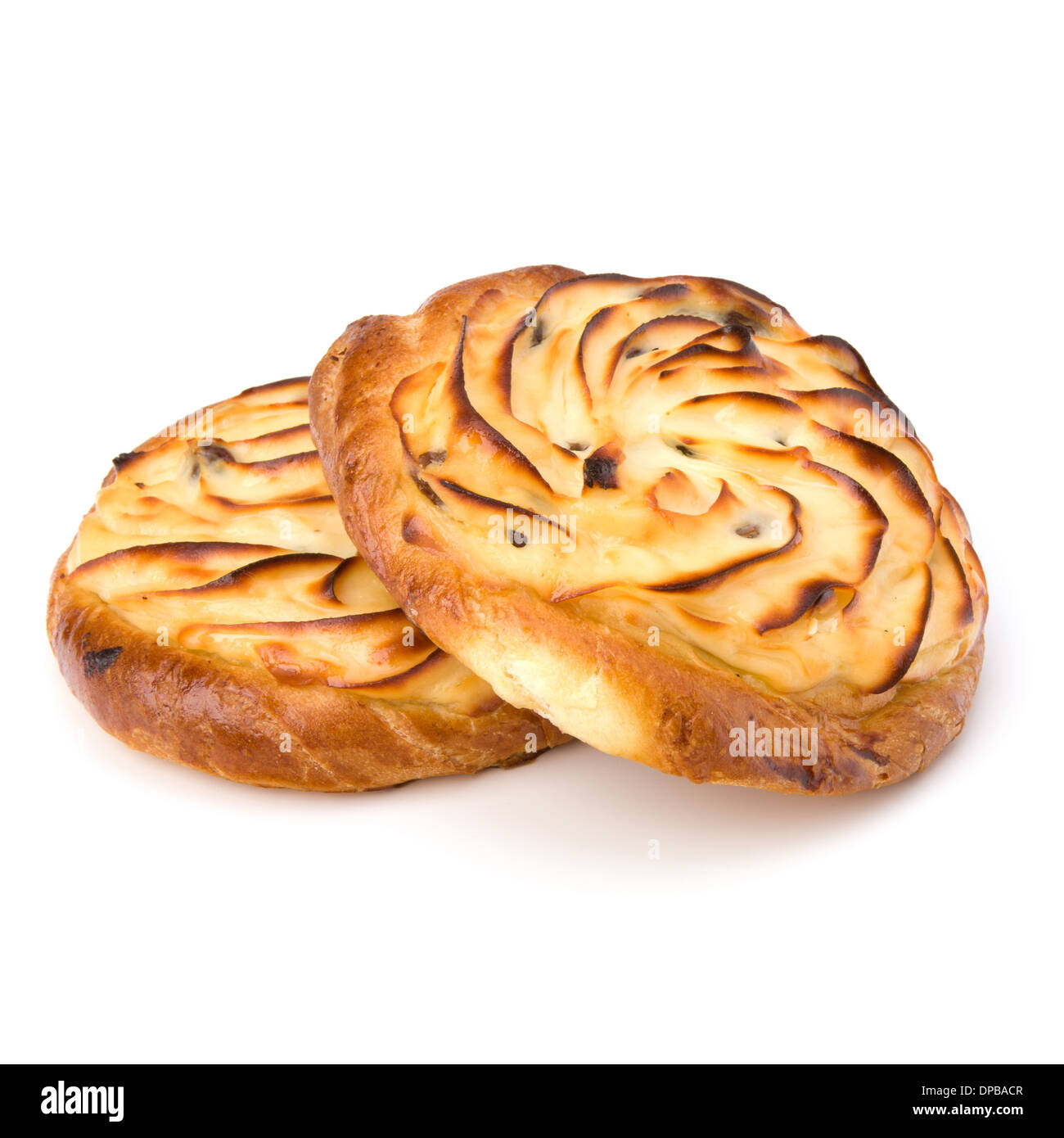 Delicious sweet cream buns isolated on white background Stock Photo - Alamy