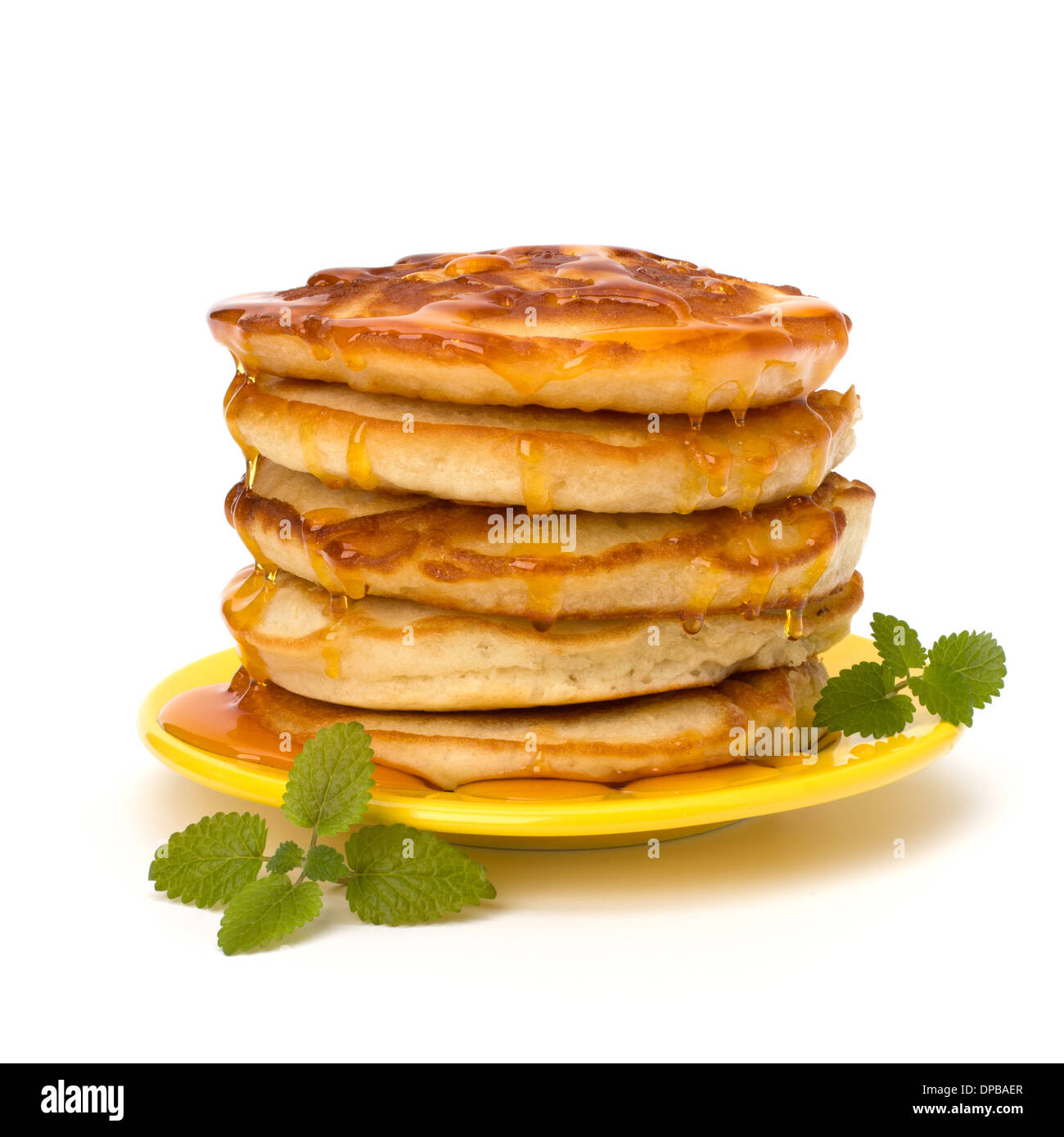 Pancakes stack on white background Stock Photo - Alamy