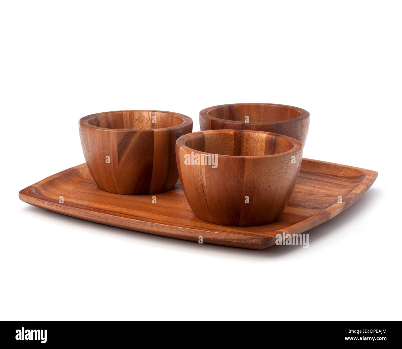 Handmade wooden kitchen dishes isolated on white background Stock Photo ...