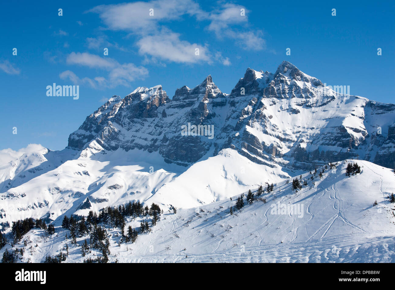 The Dents du Midi above The Val D'illiez from the village of ...