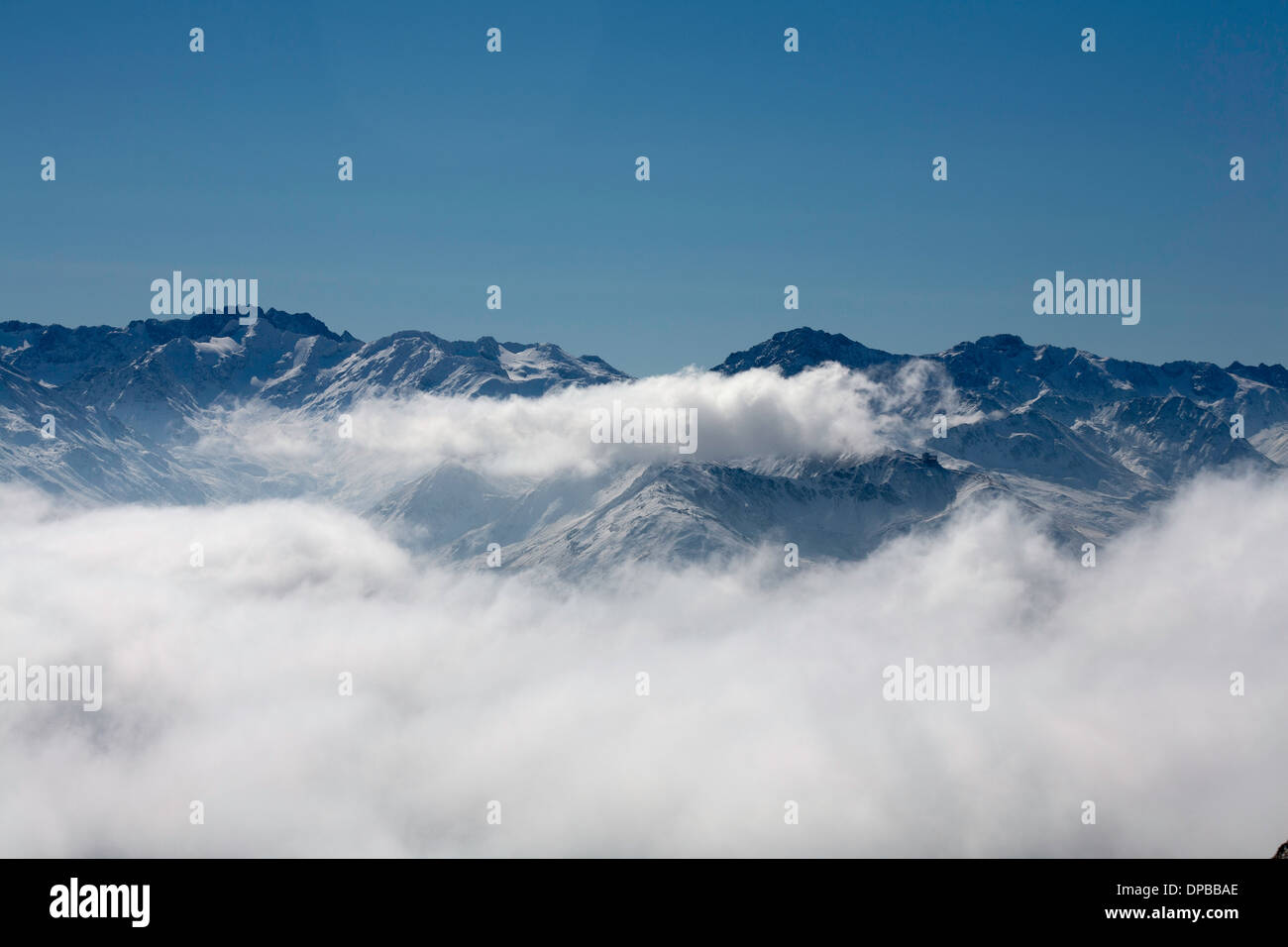 Early Autumn snow and cloud above Landwasser Valley from Dorftali The ...