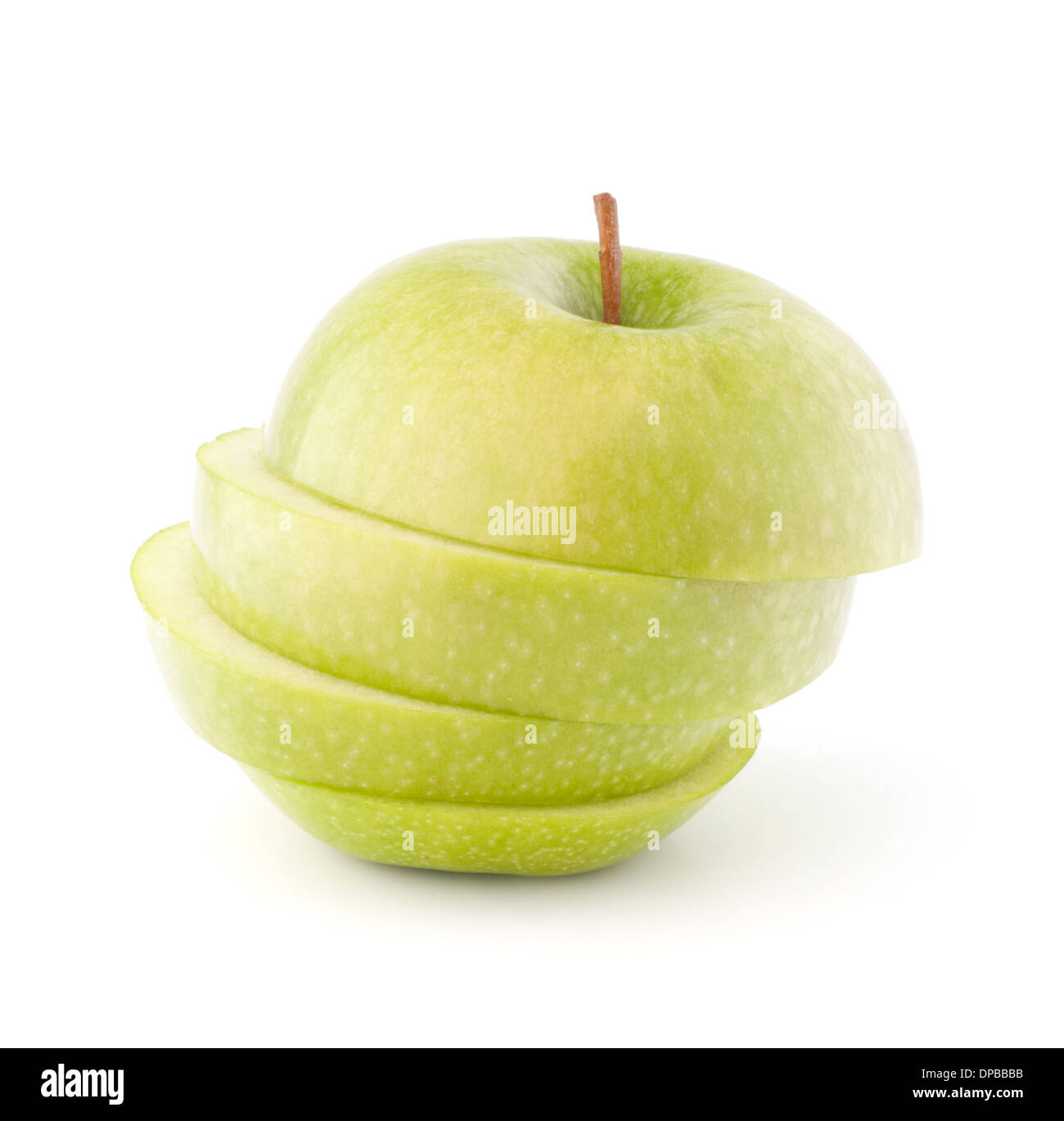 Green sliced apple isolated on white background cutout Stock Photo - Alamy