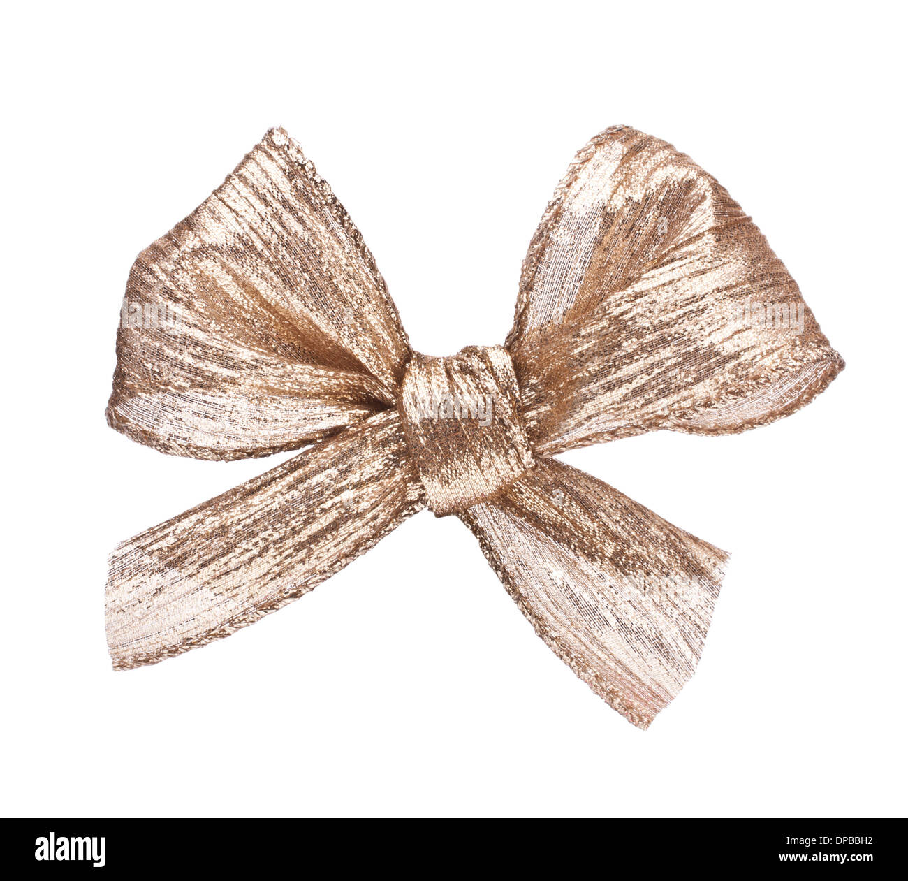 Festive gold gift bow isolated on white background Stock Photo - Alamy