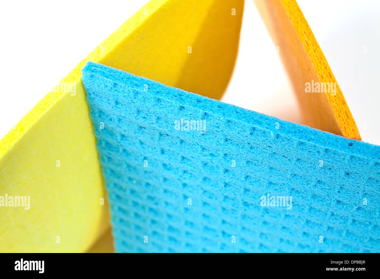 Kitchen towels porous absorbent material in yellow, orange and blue ...